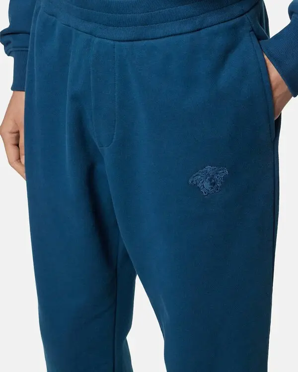 Versace Medusa-head Embroidered Sweatpants - Blue