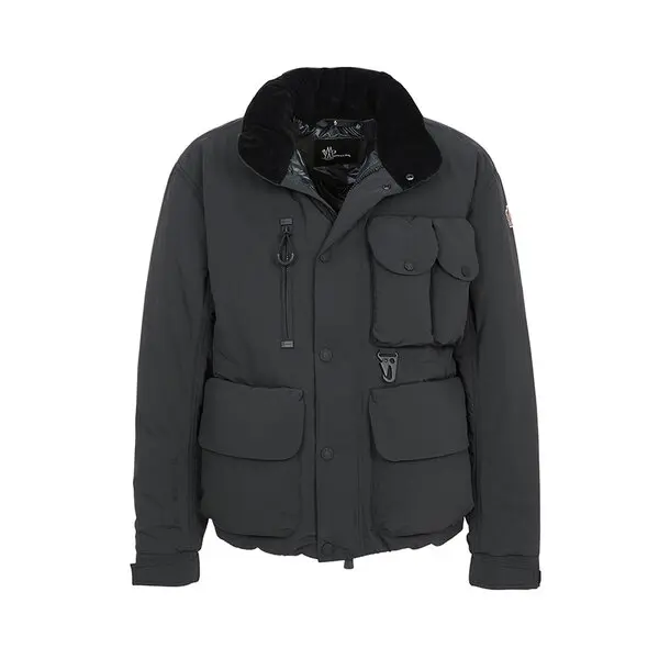 Moncler Long-sleeved Down Jacket With Stand-up Collar - Black