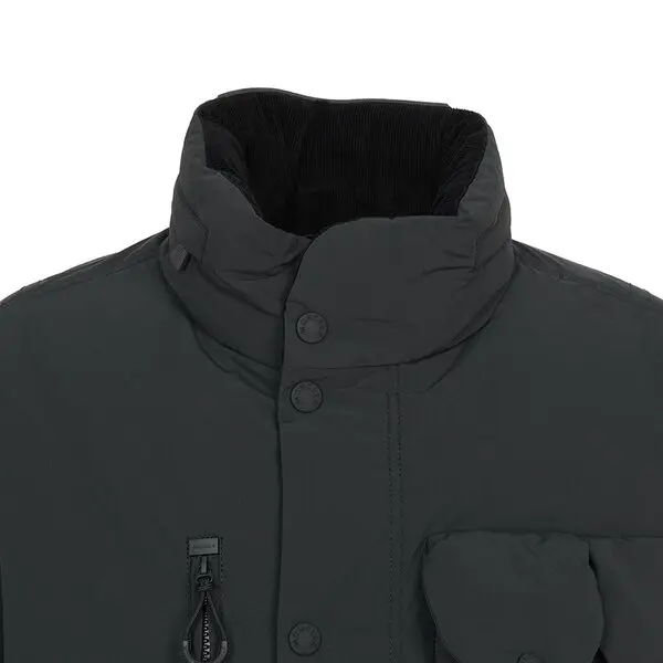 Moncler Long-sleeved Down Jacket With Stand-up Collar - Black
