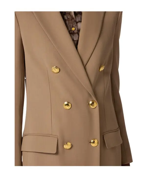 Elisabetta Franchi Double-breasted Long Coat - Clay Color