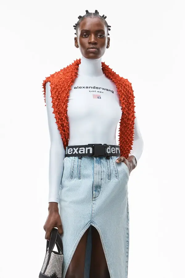 Alexander Wang Logo Print High Neck Bodysuit