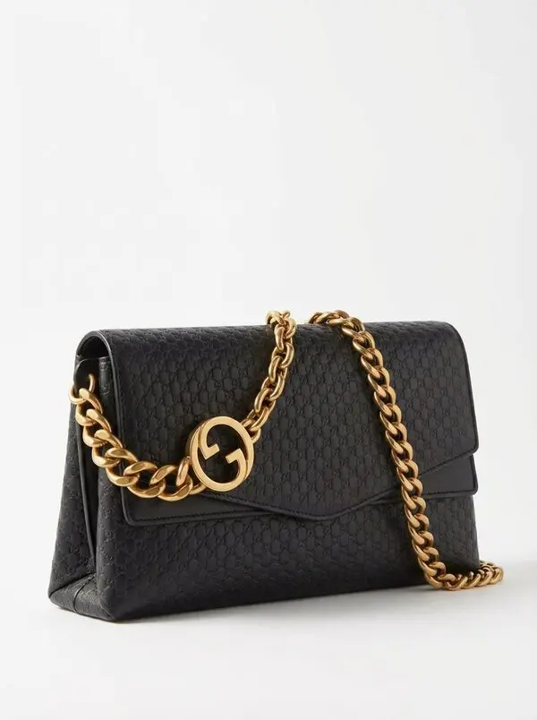 Gucci Chain Linked Large Shoulder Bag - Black