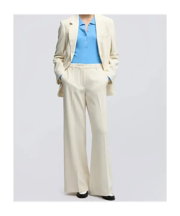 Aspesi High Waisted Wide Leg Casual Pants - White