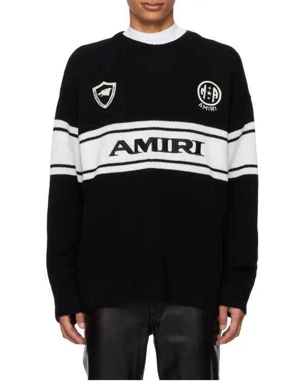 Amiri Logo Stripe Crew Neck Sweater
