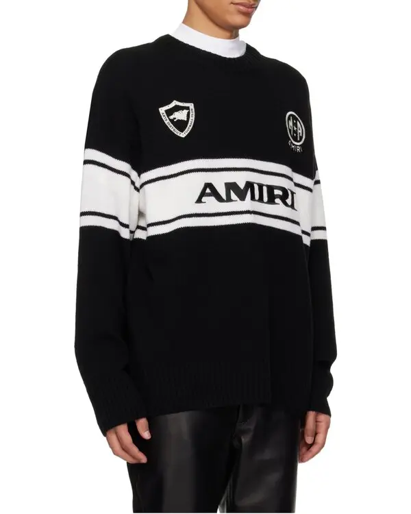 Amiri Logo Stripe Crew Neck Sweater