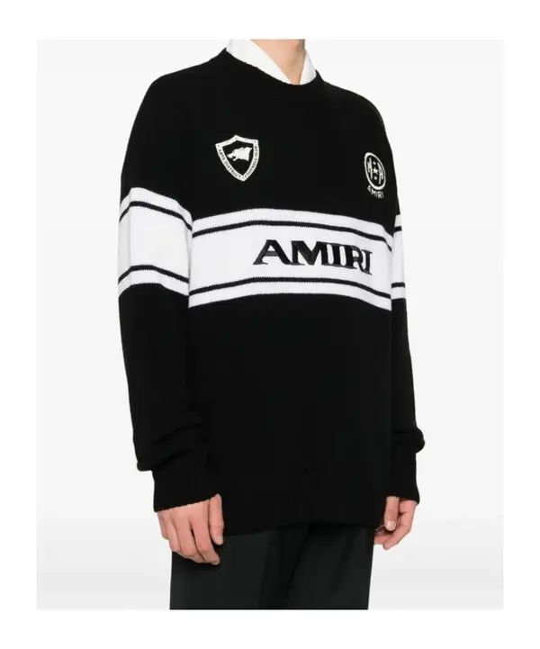 Amiri Logo Stripe Crew Neck Sweater