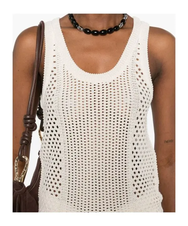 GOLDEN GOOSE Sleeveless Knit Top With Logo Patch