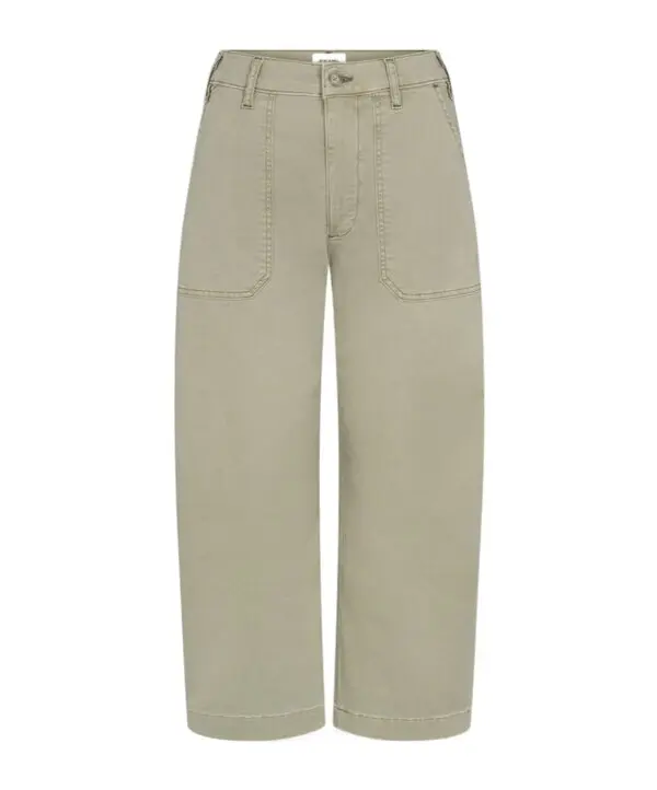 FRAME High-rise Cropped Trouser With Utility Pockets - Thyme