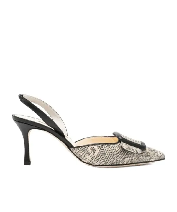 Manolo Blahnik Maysli Buckled Pointed Toe Pumps - Nude