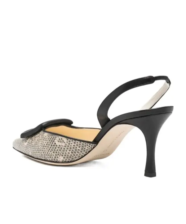 Manolo Blahnik Maysli Buckled Pointed Toe Pumps - Nude
