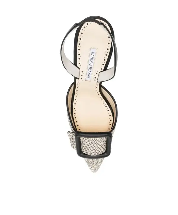 Manolo Blahnik Maysli Buckled Pointed Toe Pumps - Nude