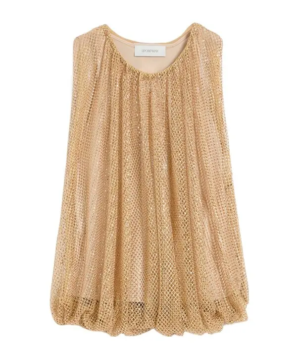 Sportmax Embellished Mesh Top - Camel