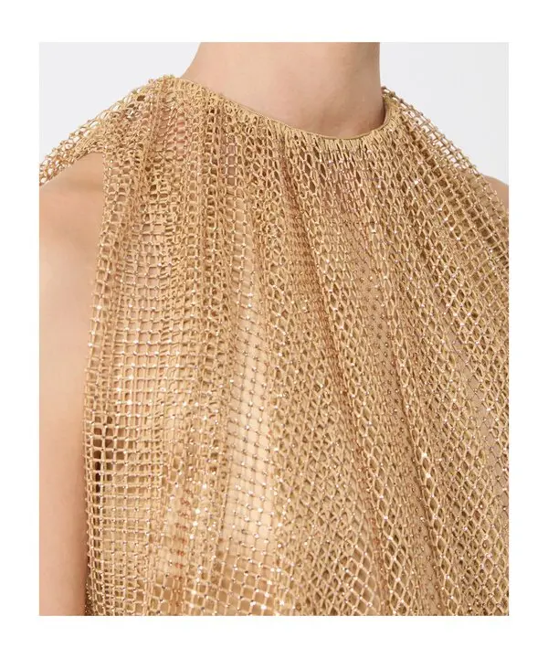 Sportmax Embellished Mesh Top - Camel