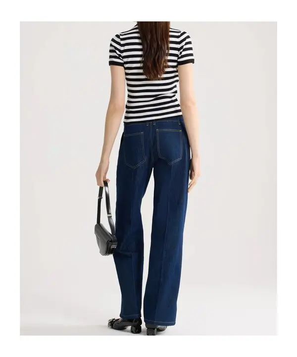 PATOU Ribbed Striped T-shirt With Round Neck - Black