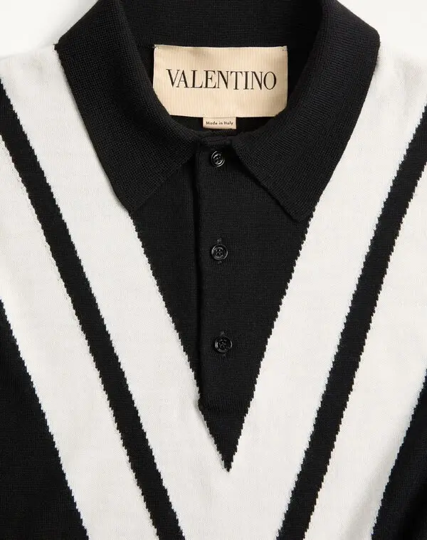 Valentino Garavani Wool Polo Shirt With Inlaid V