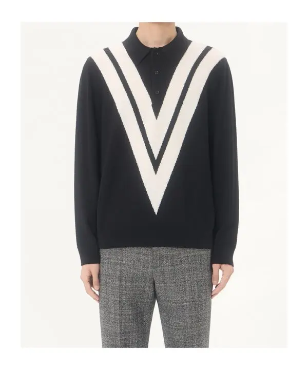 Valentino Garavani Wool Polo Shirt With Inlaid V