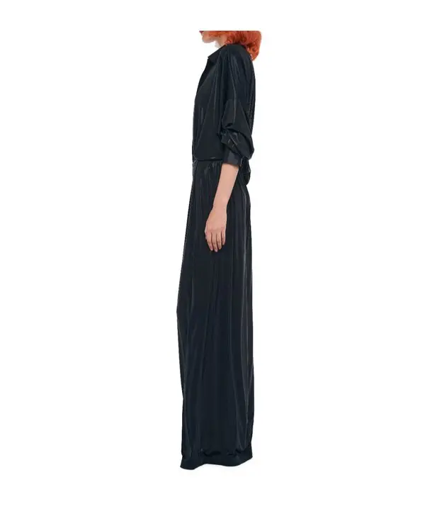 Norma Kamali Super Oversized Boyfriend Shirt Bodysuit - Black