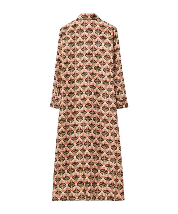 La DoubleJ Silk Twill Printed Shirt Dress - Brown