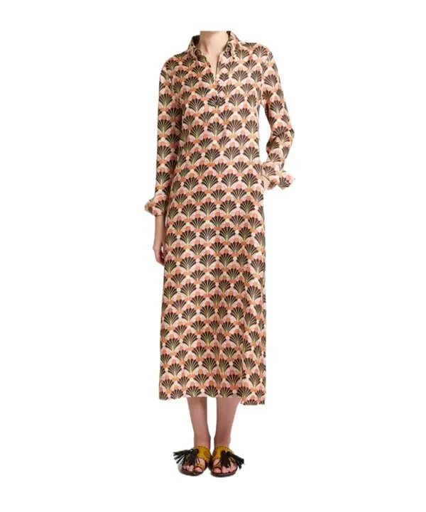 La DoubleJ Silk Twill Printed Shirt Dress - Brown