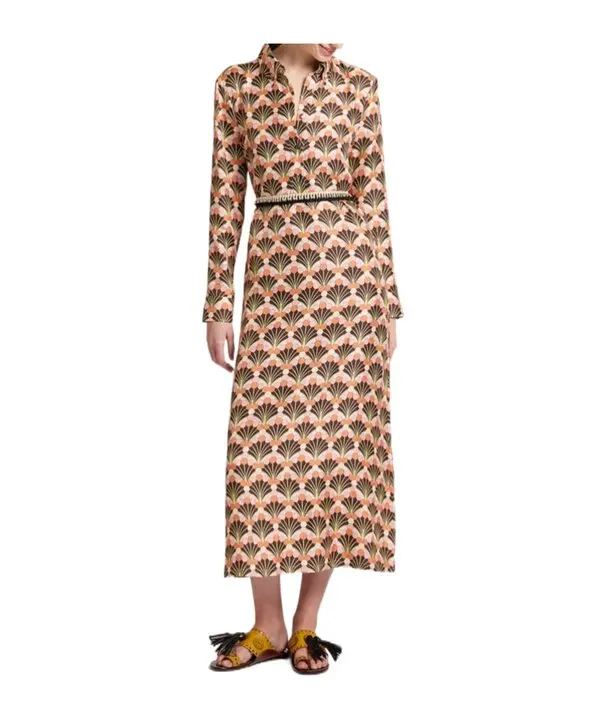 La DoubleJ Silk Twill Printed Shirt Dress - Brown