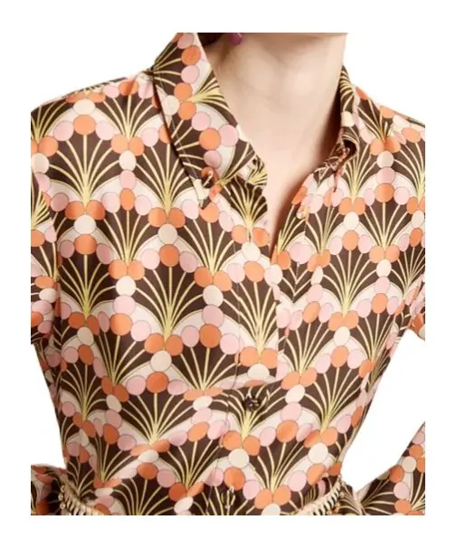 La DoubleJ Silk Twill Printed Shirt Dress - Brown