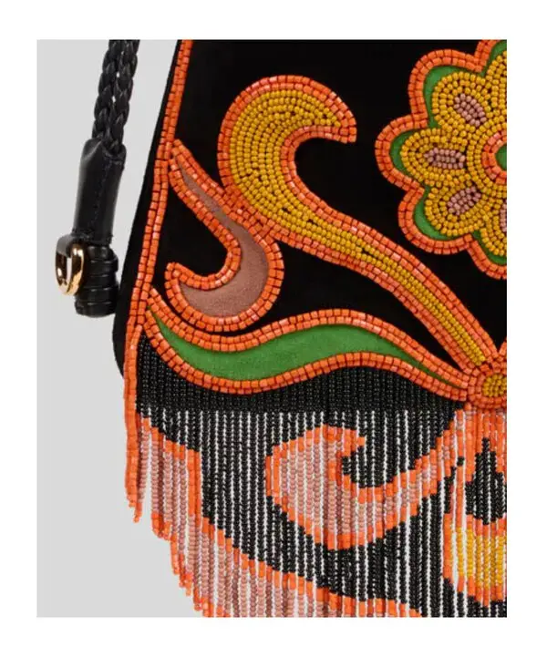 Etro Kalispera Beaded Fringe Shoulder Bag - Black