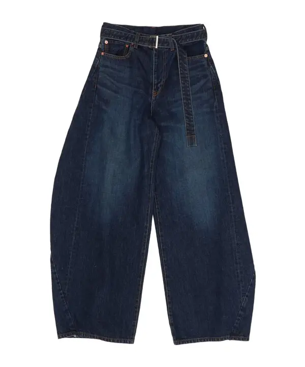 Sacai Wide-leg Denim Jeans With Decorative Belt