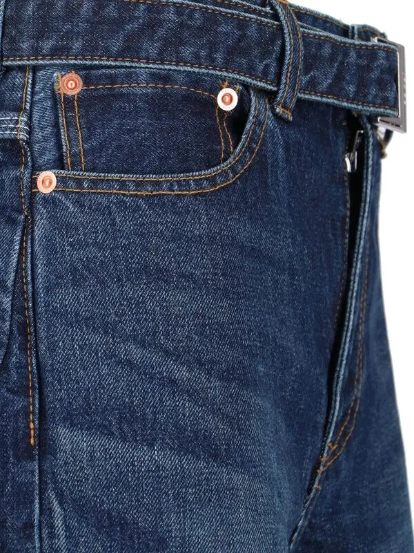 Sacai Wide-leg Denim Jeans With Decorative Belt