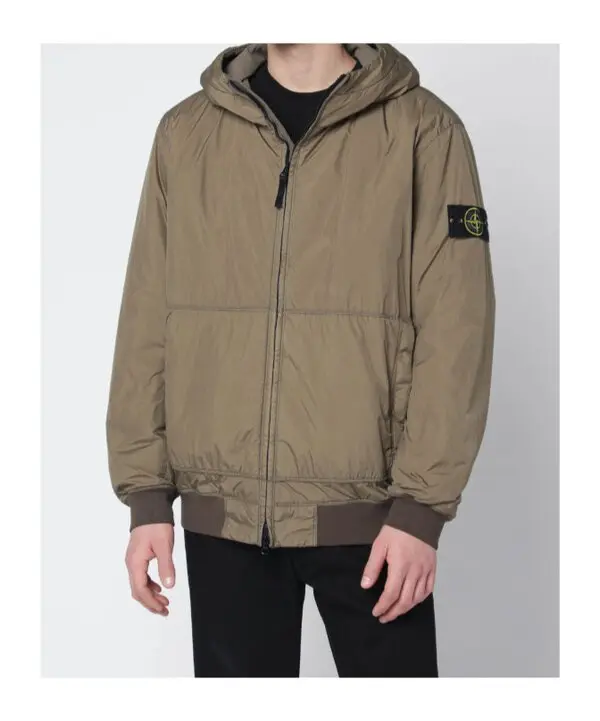 Stone Island Hooded Zip-up Padded Jacket - Green