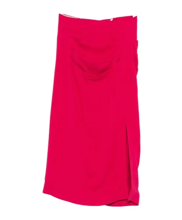 Valentino Garavani Zipped Midi Skirt With Pleated Details And Slit - Red