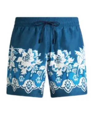 Etro Placed Floral Print Swim Shorts - Blue