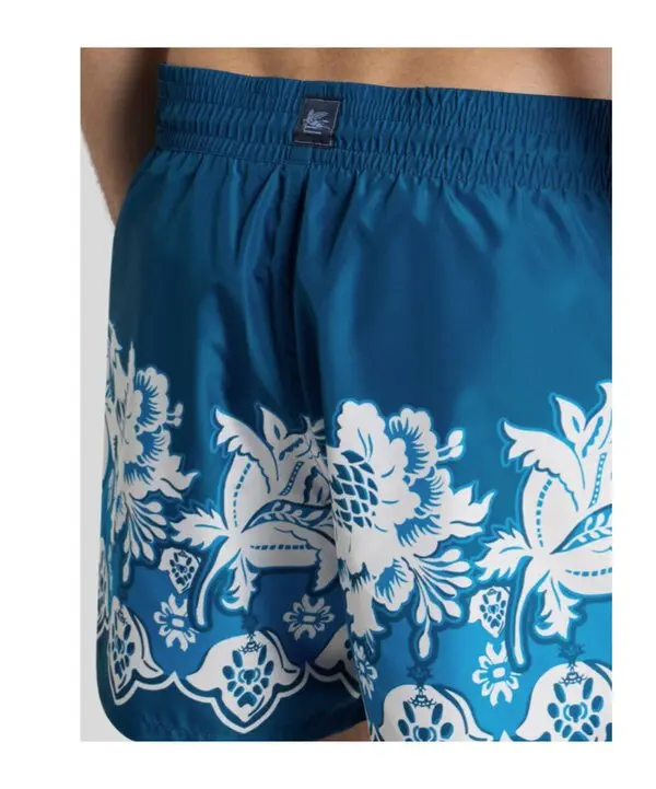 Etro Placed Floral Print Swim Shorts - Blue