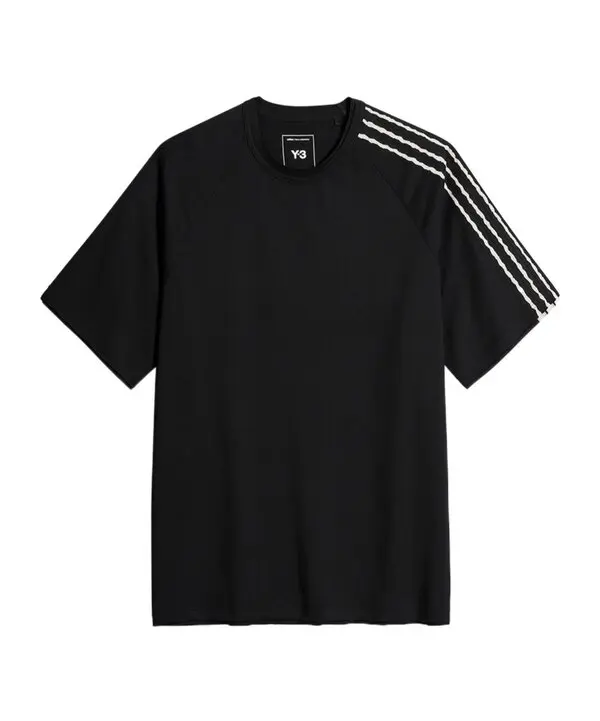 Y3 Raw Edge 3-stripes Short-sleeved T-shirt - Black