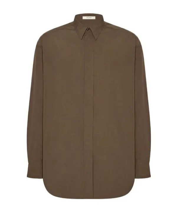 THE ROW Nilo Poplin Shirt - Nut Brown