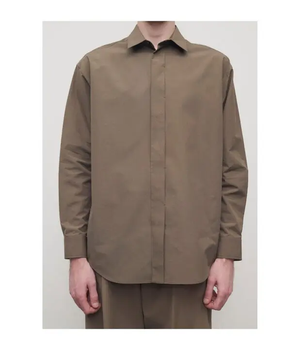 THE ROW Nilo Poplin Shirt - Nut Brown