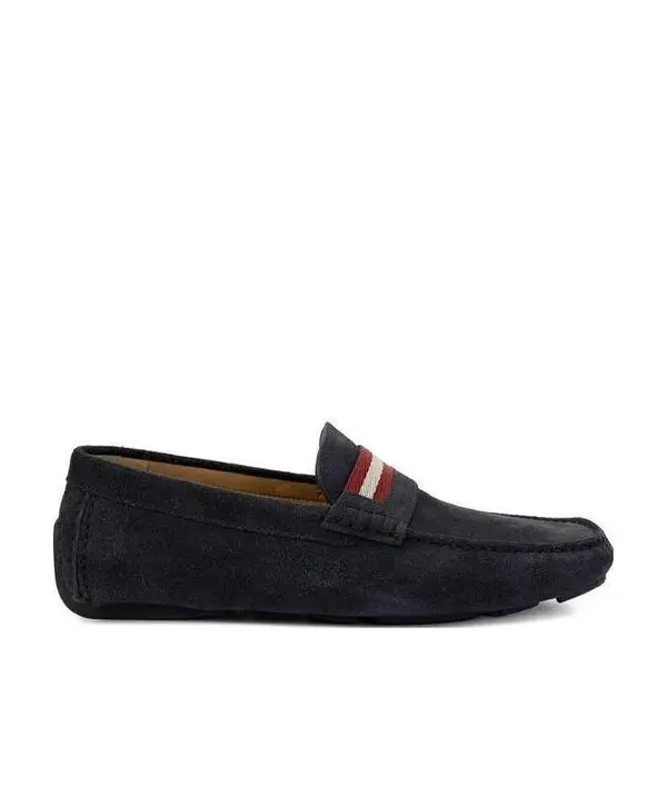 Bally Suede Loafers With Signature Stripe Detail - Black