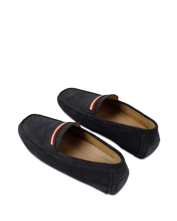Bally Suede Loafers With Signature Stripe Detail - Black