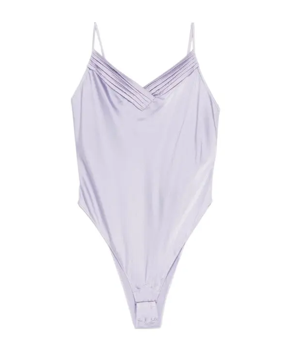 FORTE_FORTE V-neck Ruched Bodysuit - Lilac