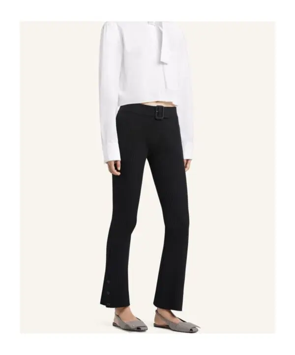 COURREGES Courrèges Belted Rib-knit Flare Trousers