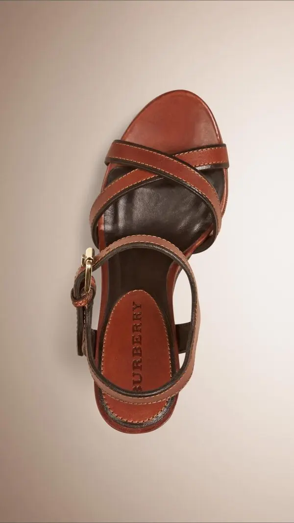 Burberry Check Buckle Wedge Sandals