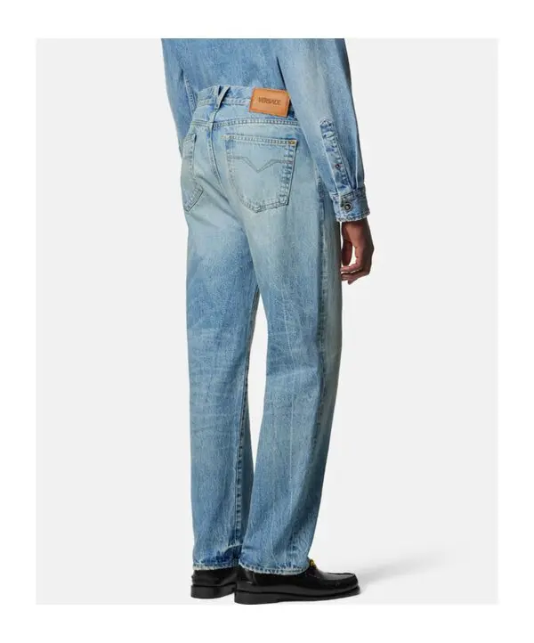 Versace Logo Patch Pencil Jeans