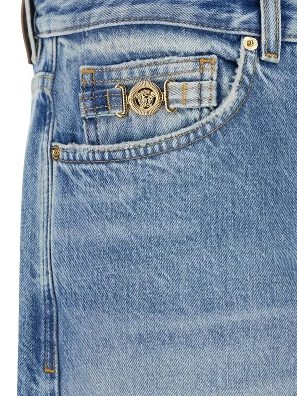 Versace Logo Patch Pencil Jeans