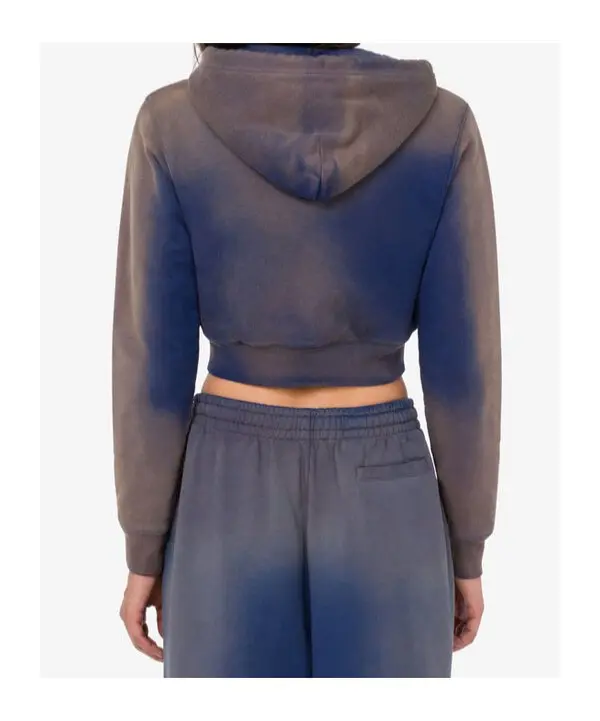 Moschino Cropped Gradient Hoodie With Drawstring - Black