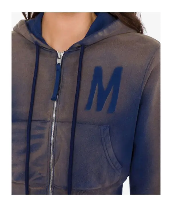 Moschino Cropped Gradient Hoodie With Drawstring - Black