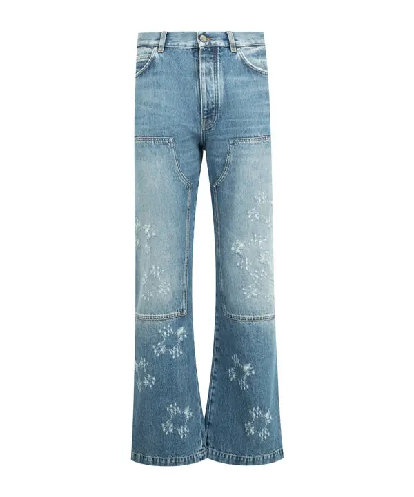 Amiri Ma Quad Carpenter Floral-detail Denim Jeans - Blue