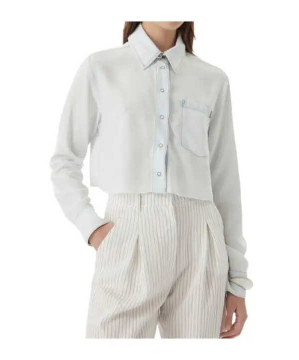 Patrizia Pepe Cropped Button-up Shirt With Chest Pocket - White