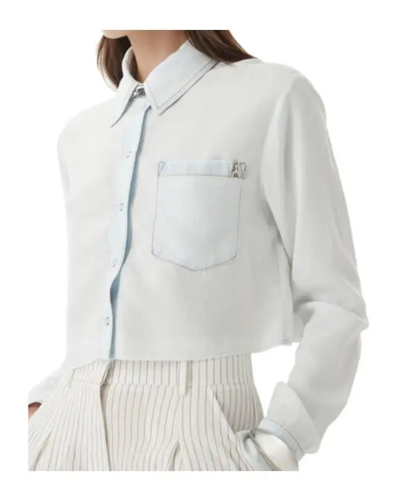 Patrizia Pepe Cropped Button-up Shirt With Chest Pocket - White