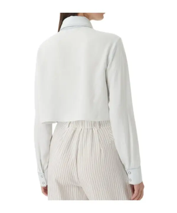 Patrizia Pepe Cropped Button-up Shirt With Chest Pocket - White