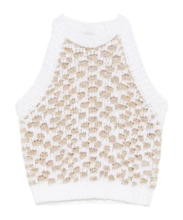 Peserico Open-knit Sleeveless Top - White