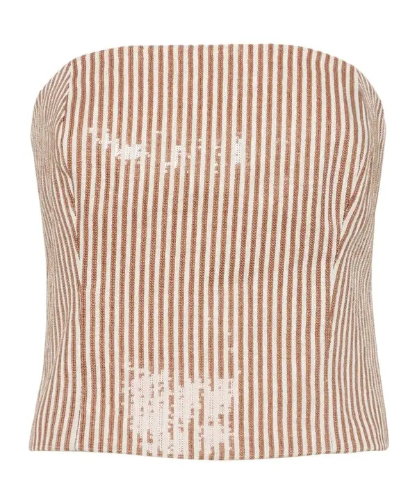 Brunello Cucinelli Sequined Striped Strapless Top